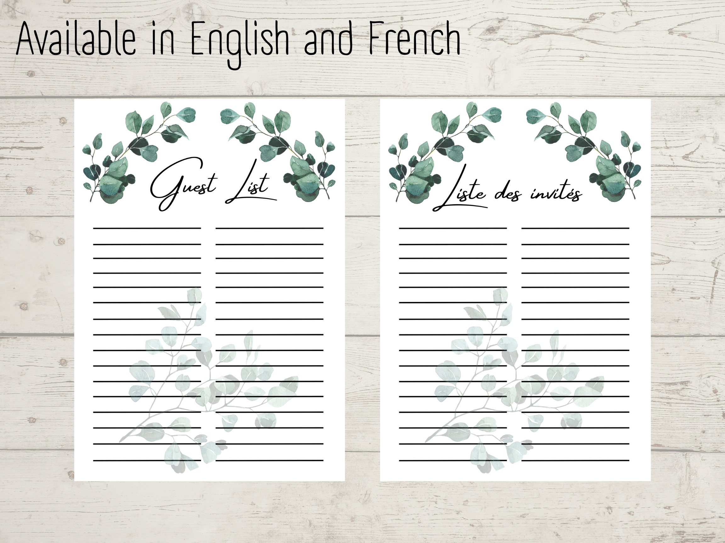 Guest List, Printable Guest List, Wedding, Printable Sheet, Instant ...