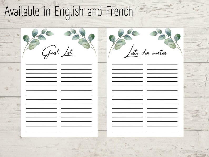Guest List, Printable Guest List, Wedding, Printable Sheet, Instant ...
