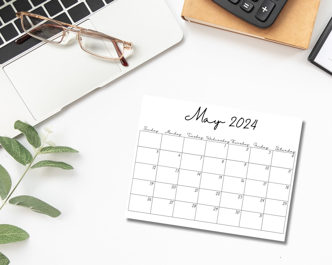 12 Month Calendar, Printable, Elegant, Digital Calendar, 2024 Calendar ...