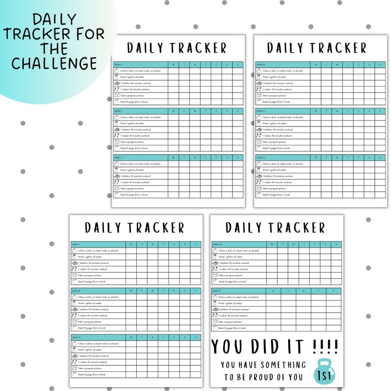 75 Hard Challenge Planner, 75 Hard Challenge, Fitness Planner, Fitness ...
