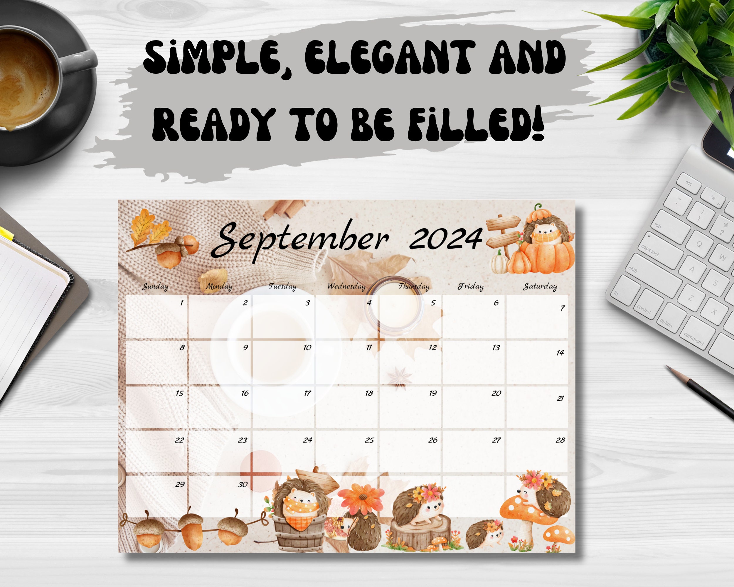 12 Month Calendar, Editable Template, Fillable, Digital Calendar, 2024 ...
