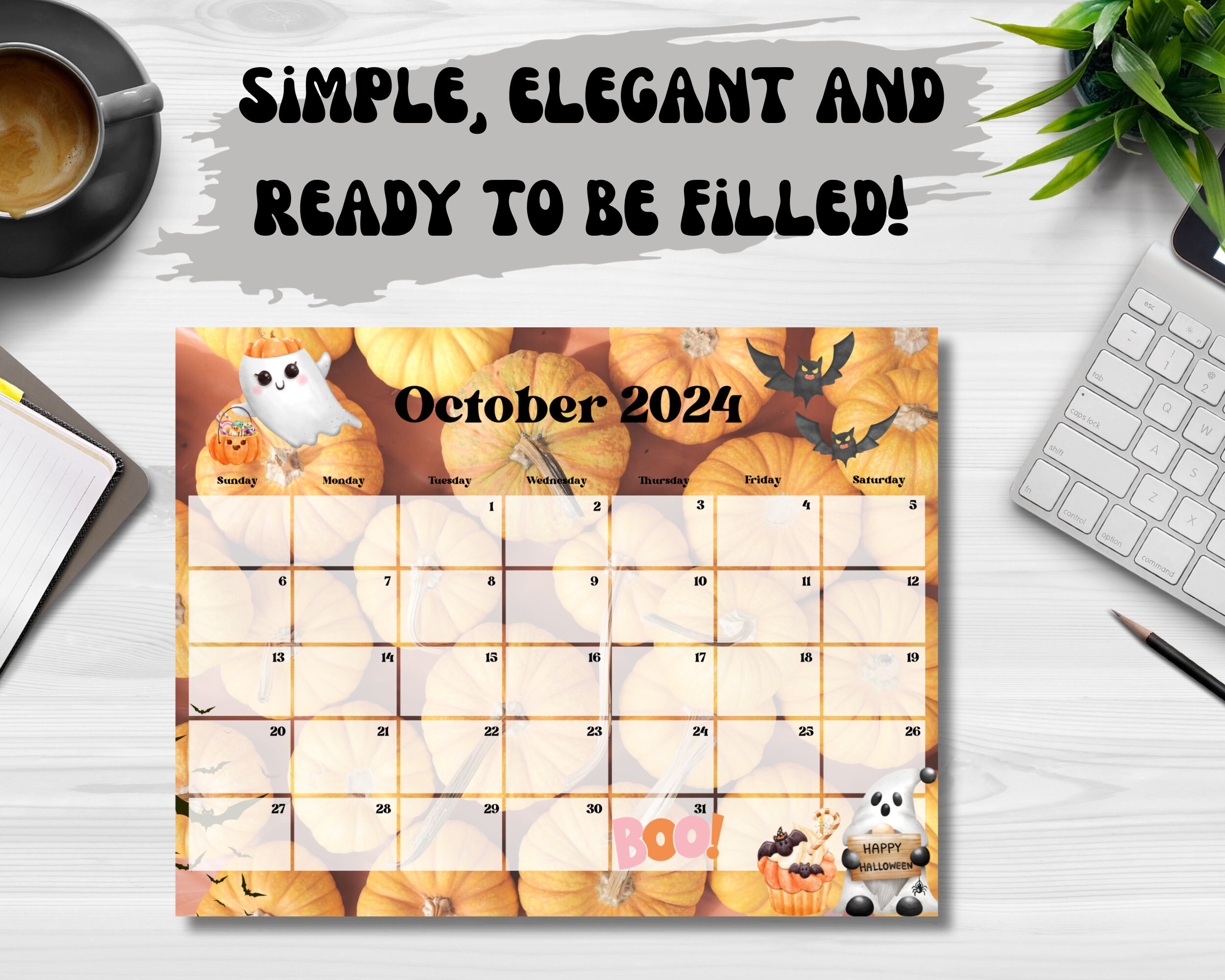12 Month Calendar, Editable Template, Fillable, Digital Calendar, 2024 ...