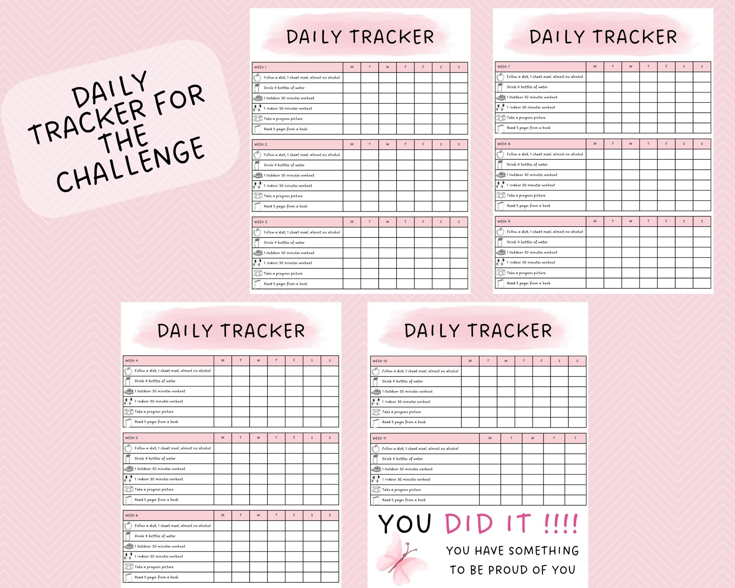 75 Medium Challenge Planner, 75 Medium Challenge, Fitness Planner ...
