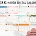 12 Month Calendar, Editable Template, Fillable, Digital Calendar, 2024 ...