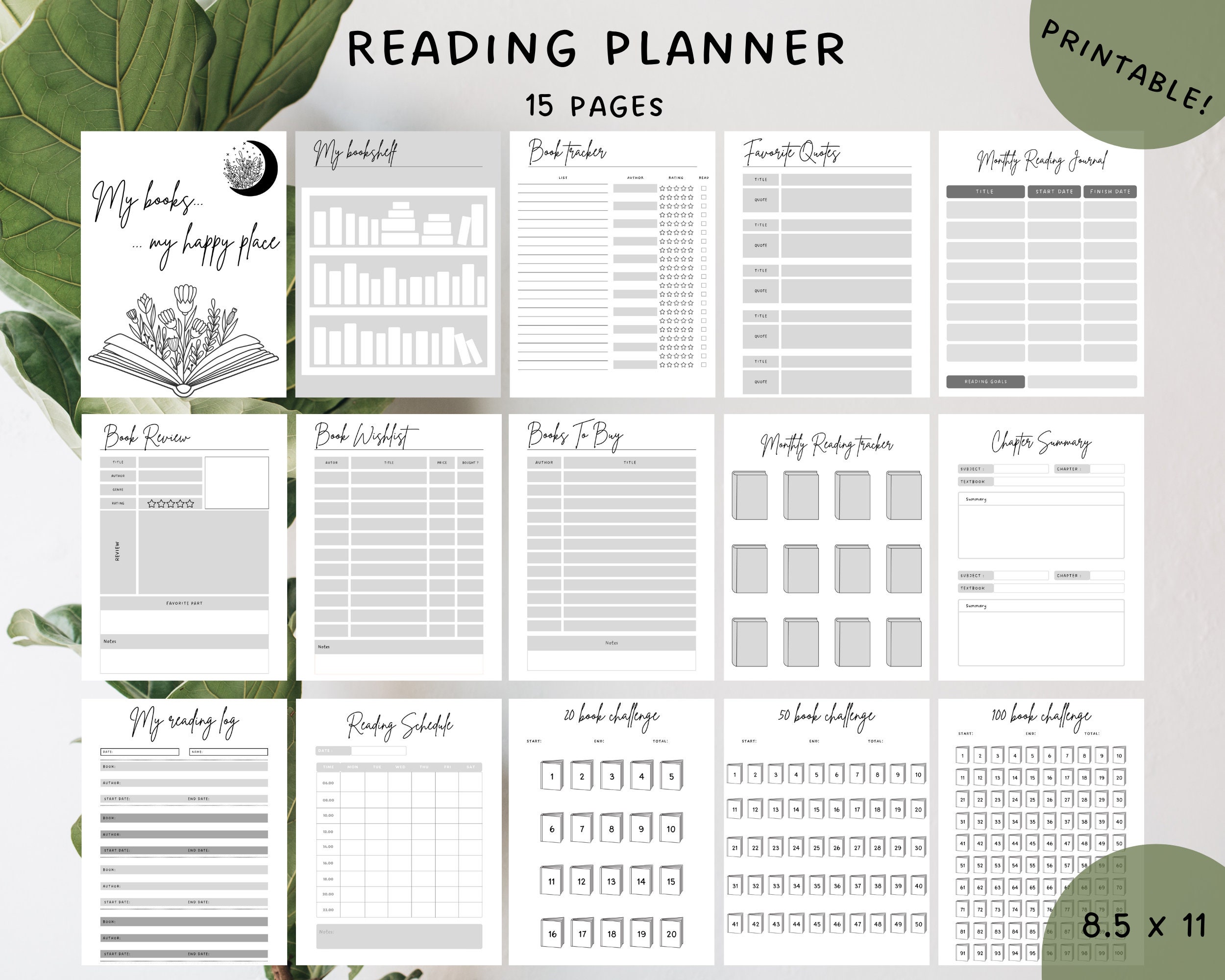 Book Reading Tracker, Book Reading Planner, Reading Tracker, Reading ...