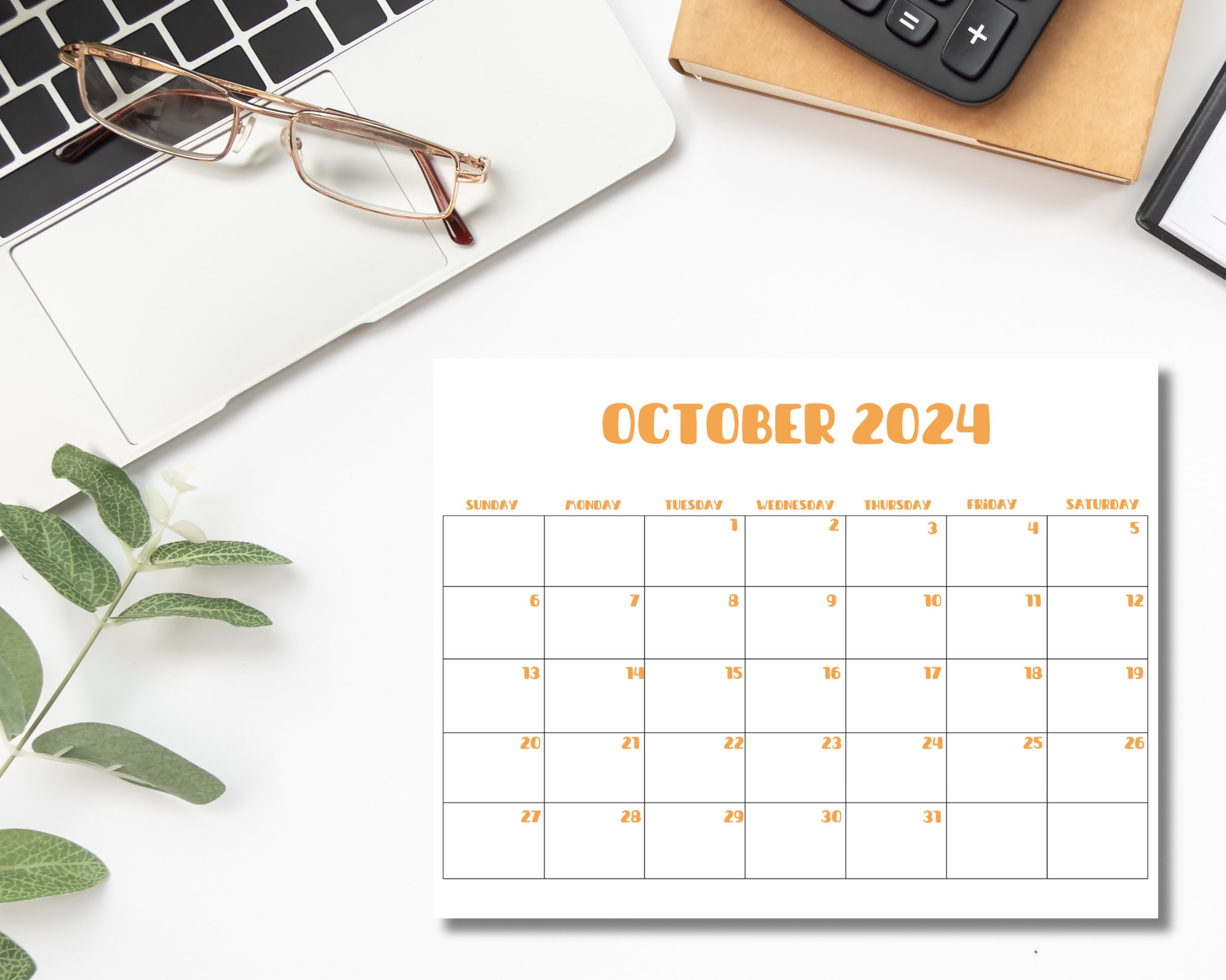 12 Month Calendar, Printable, Retro, Colourful, Digital Calendar, 2024 ...