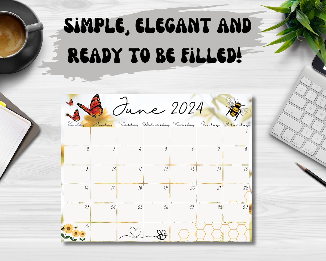 12 Month Calendar, Editable Template, Fillable, Digital Calendar, 2024 ...