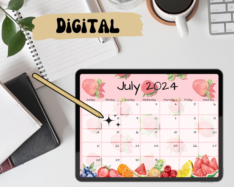 12 Month Calendar Editable Template Fillable Digital - Etsy