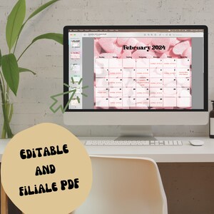 12 Month Calendar, Pink, Editable Template, Fillable, Digital Calendar ...
