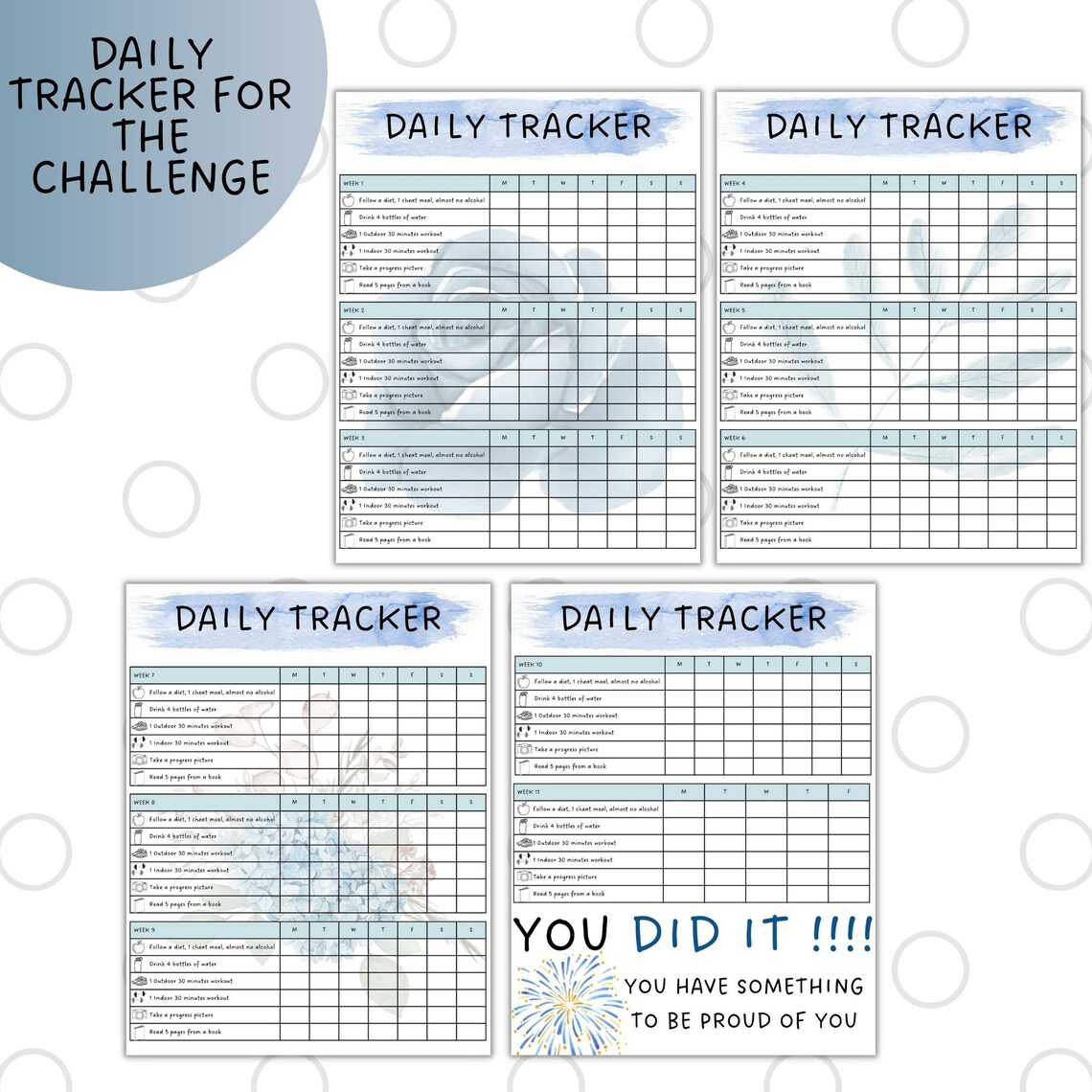 75 Medium Challenge Tracker, 75 Medium Challenge, Fitness Planner ...