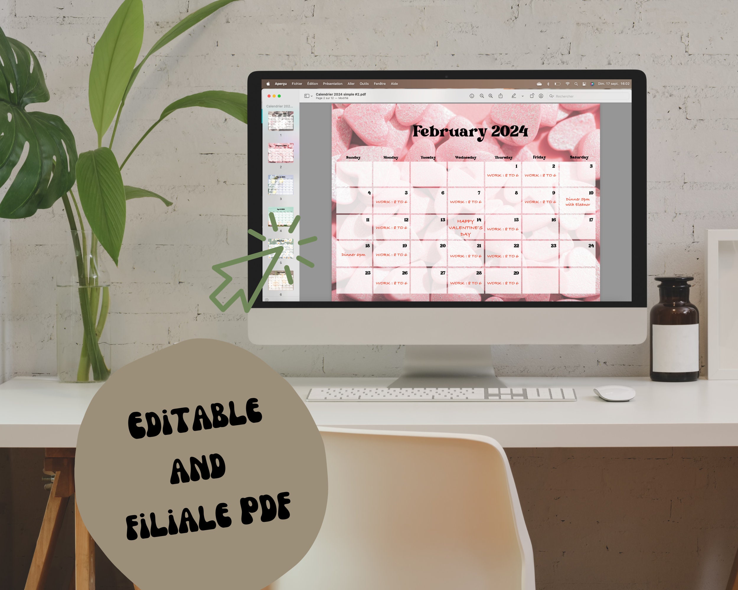 12 Month Calendar Editable Template Fillable Digital - Etsy