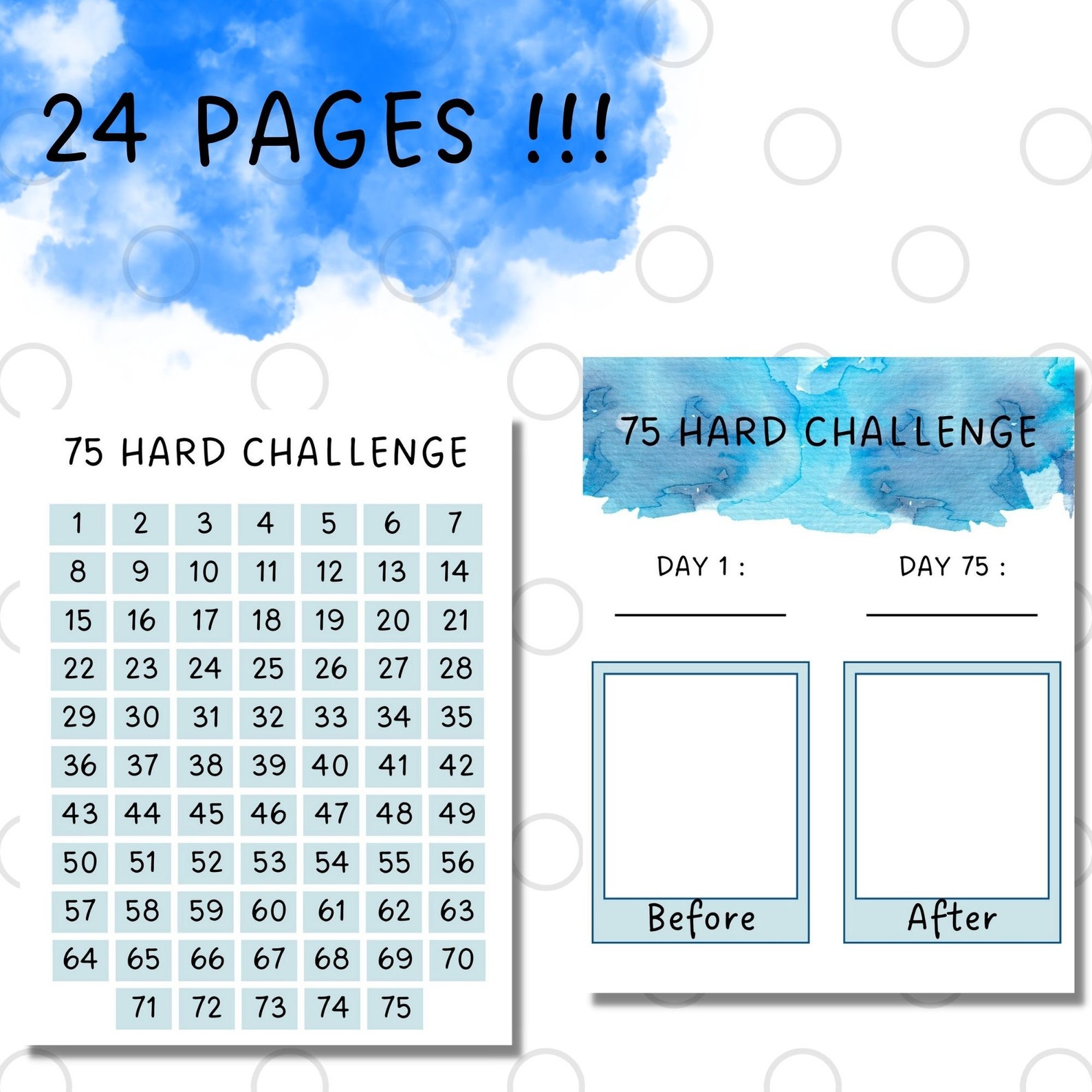 75 Hard Challenge Tracker, 75 Hard Challenge, Fitness Planner, Fitness ...
