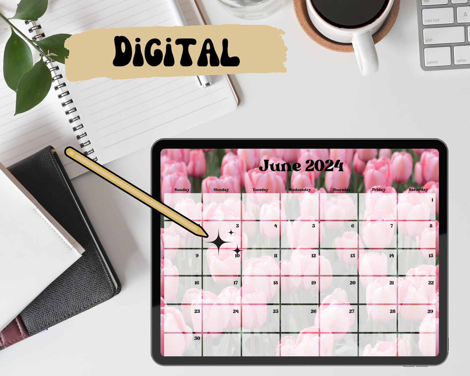 12 Month Calendar, Pink, Editable Template, Fillable, Digital Calendar ...