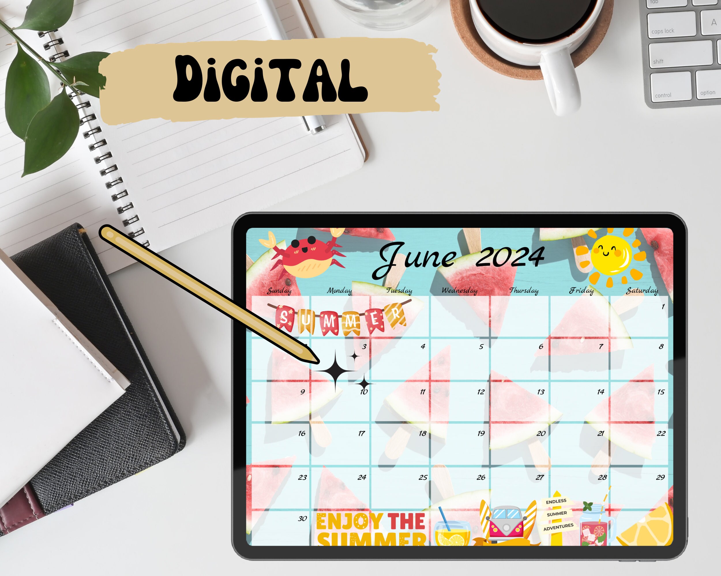 12 Month Calendar, Editable Template, Fillable, Digital Calendar, 2024 ...