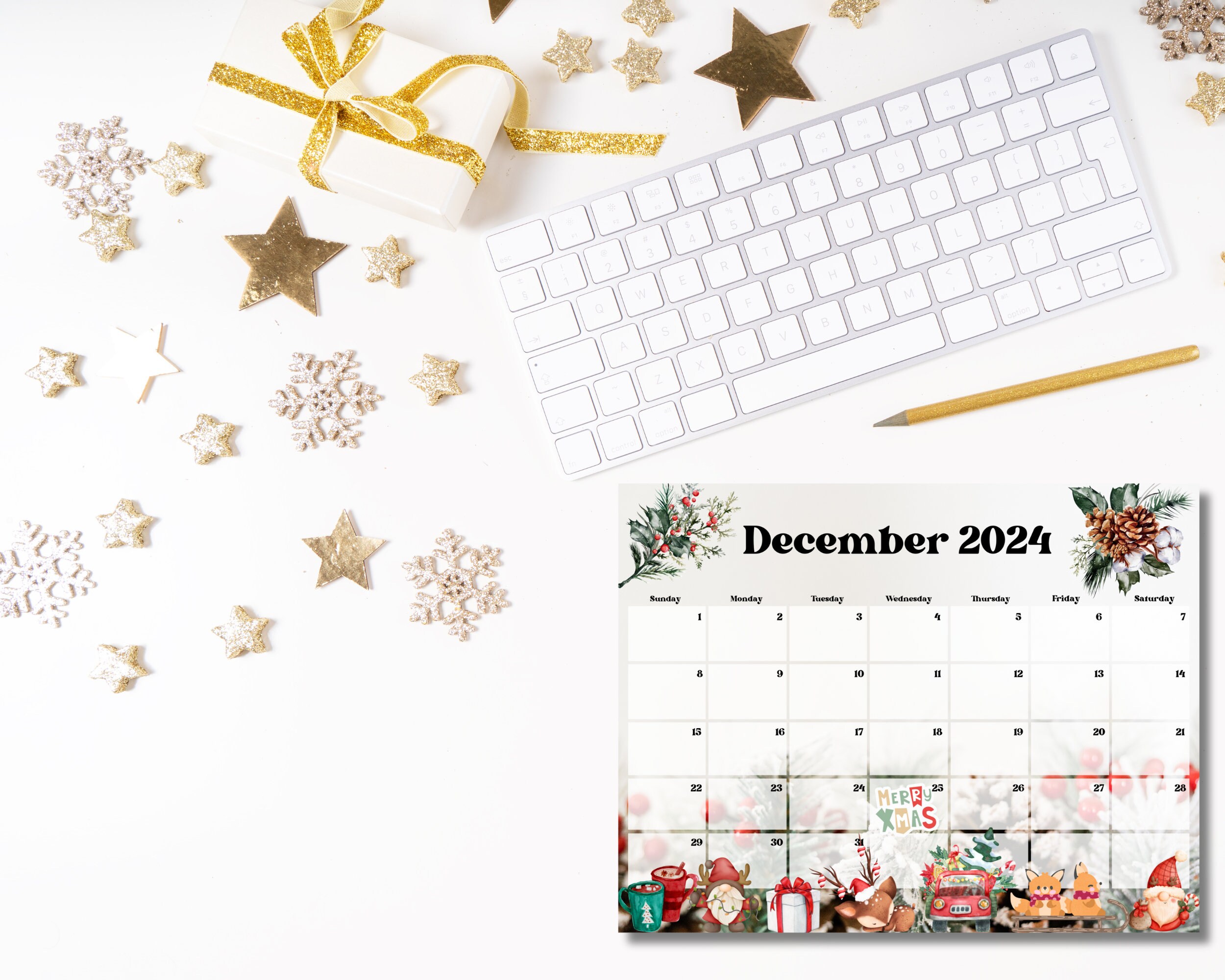 12 Month Calendar, Editable Template, Fillable, Digital Calendar, 2024 ...