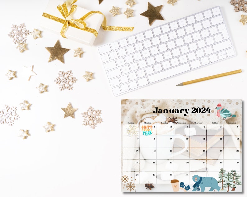 12 Month Calendar, Editable Template, Fillable, Digital Calendar, 2024 ...