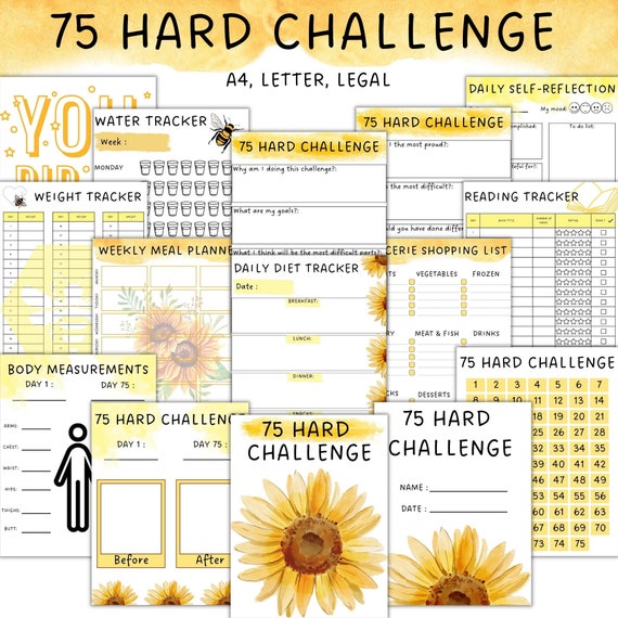 75 Hard Challenge Tracker 75 Hard Challenge Fitness Planner - Etsy