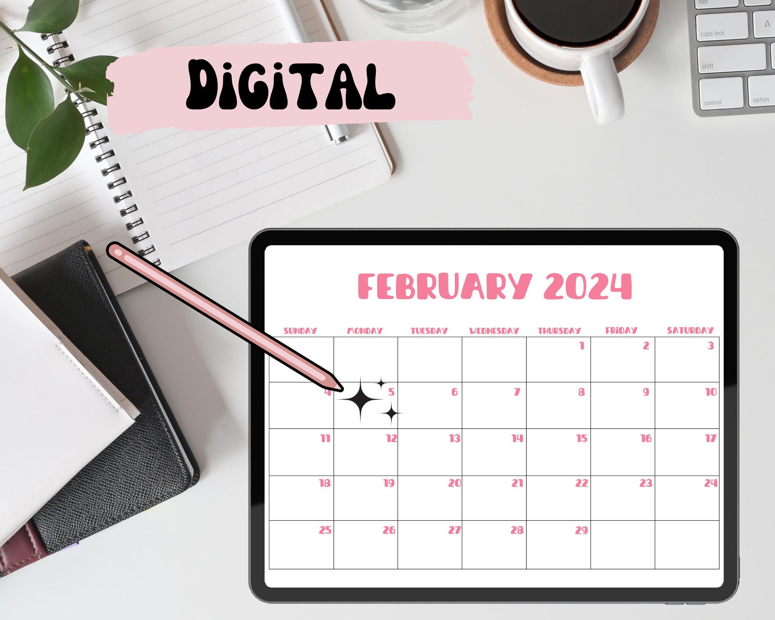 12 Month Calendar, Printable, Retro, Colourful, Digital Calendar, 2024 ...