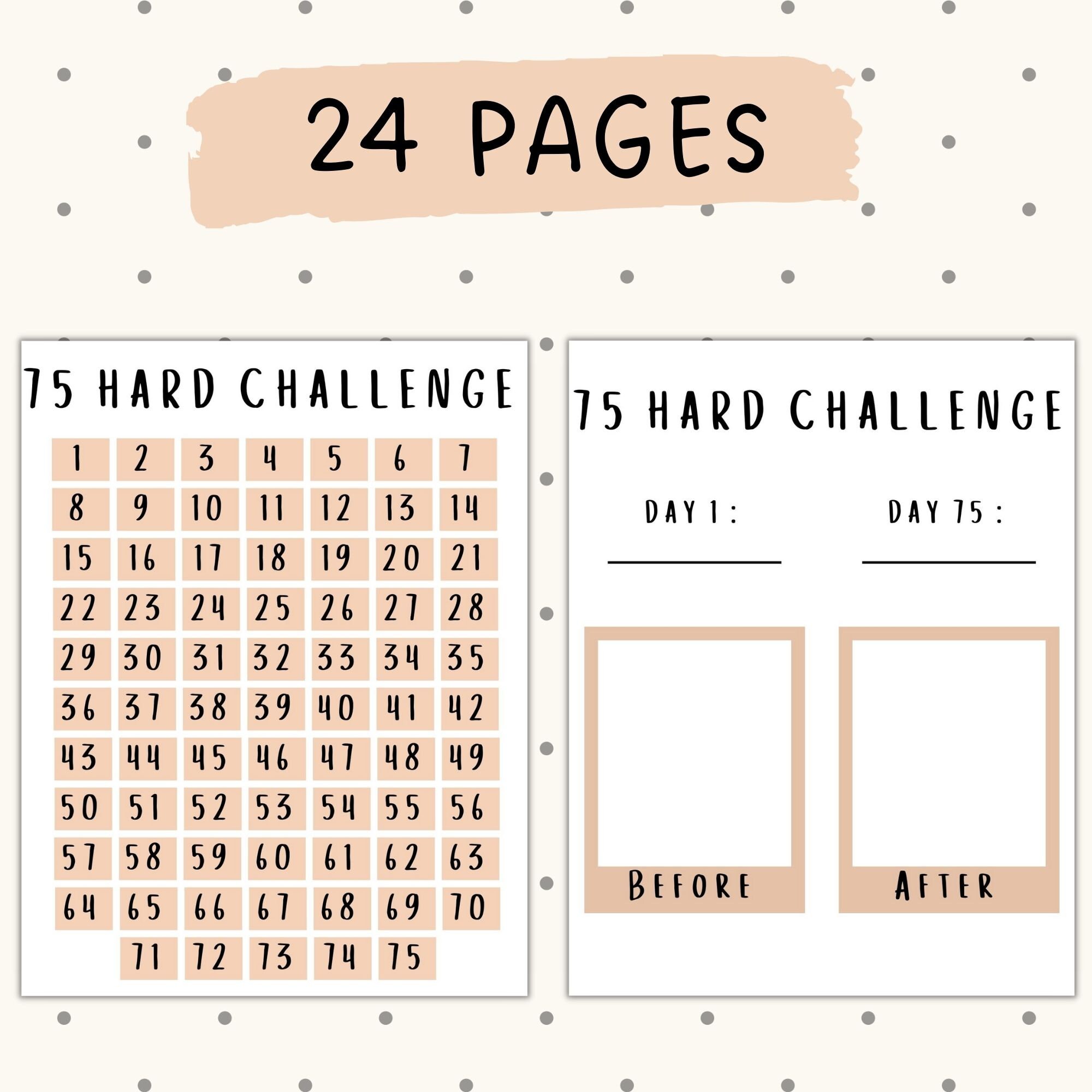75 Hard Challenge Tracker, 75 Hard Challenge, Fitness Planner, Fitness ...