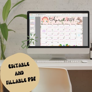 12 Month Calendar, Editable Template, Fillable, Digital Calendar, 2024 ...