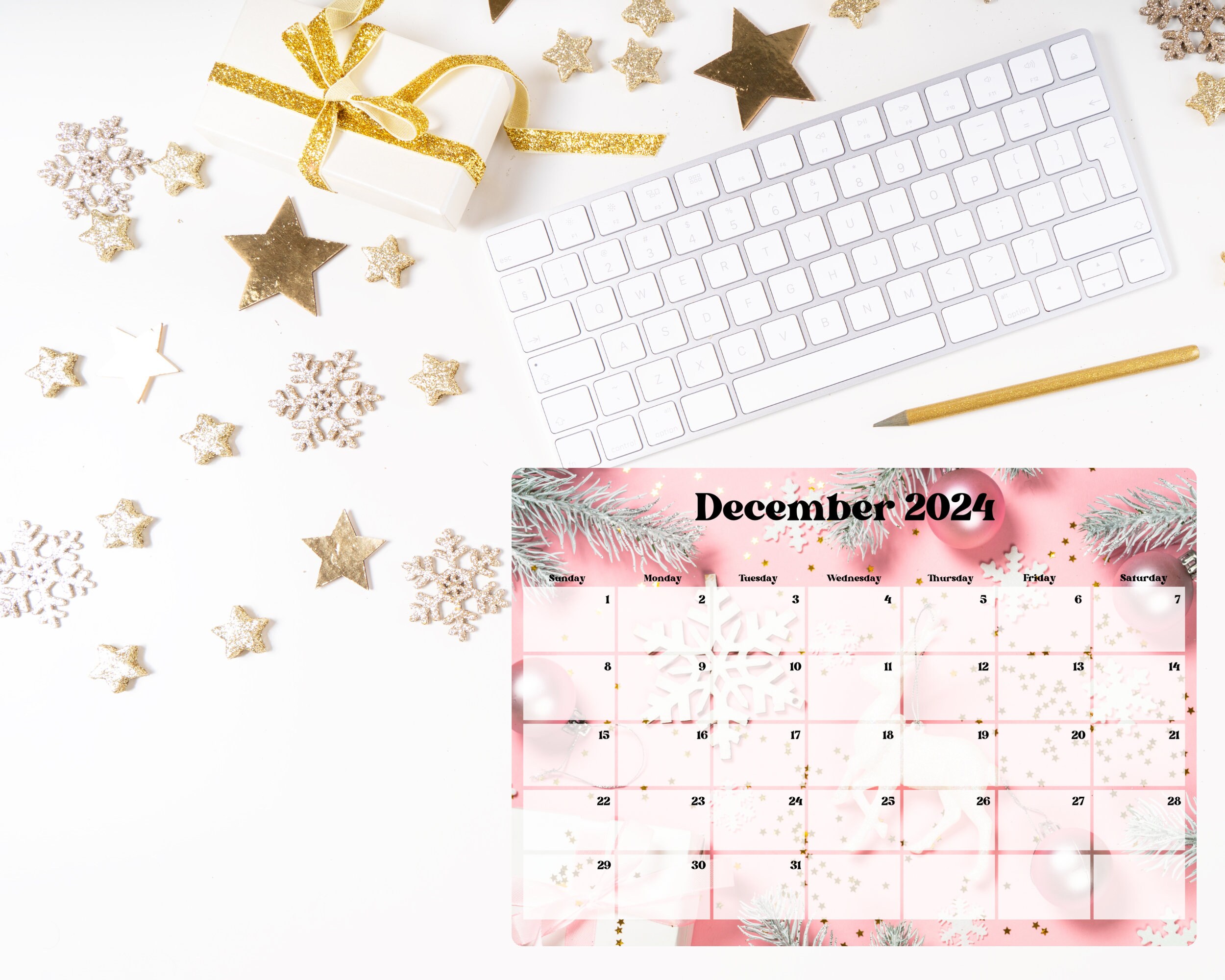 12 Month Calendar, Pink, Editable Template, Fillable, Digital Calendar ...