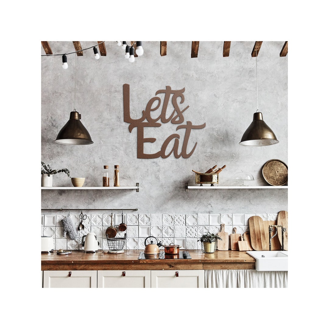 Metal Eat Sign, Lets Eat, Let's Eat Metal Words, Kitchen Decor ...