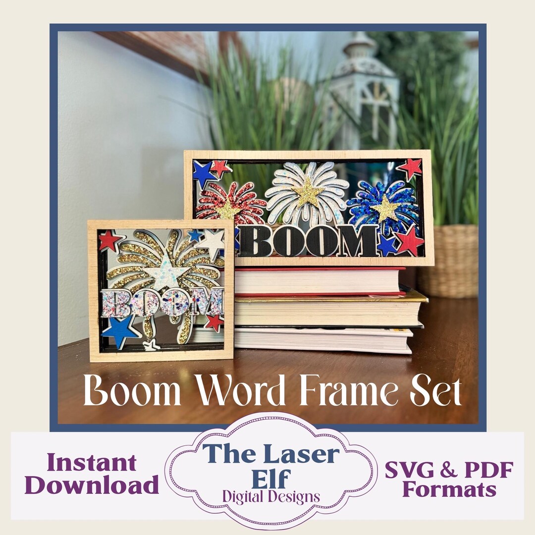 Boom Fireworks Layered Sign Set Laser File - Etsy