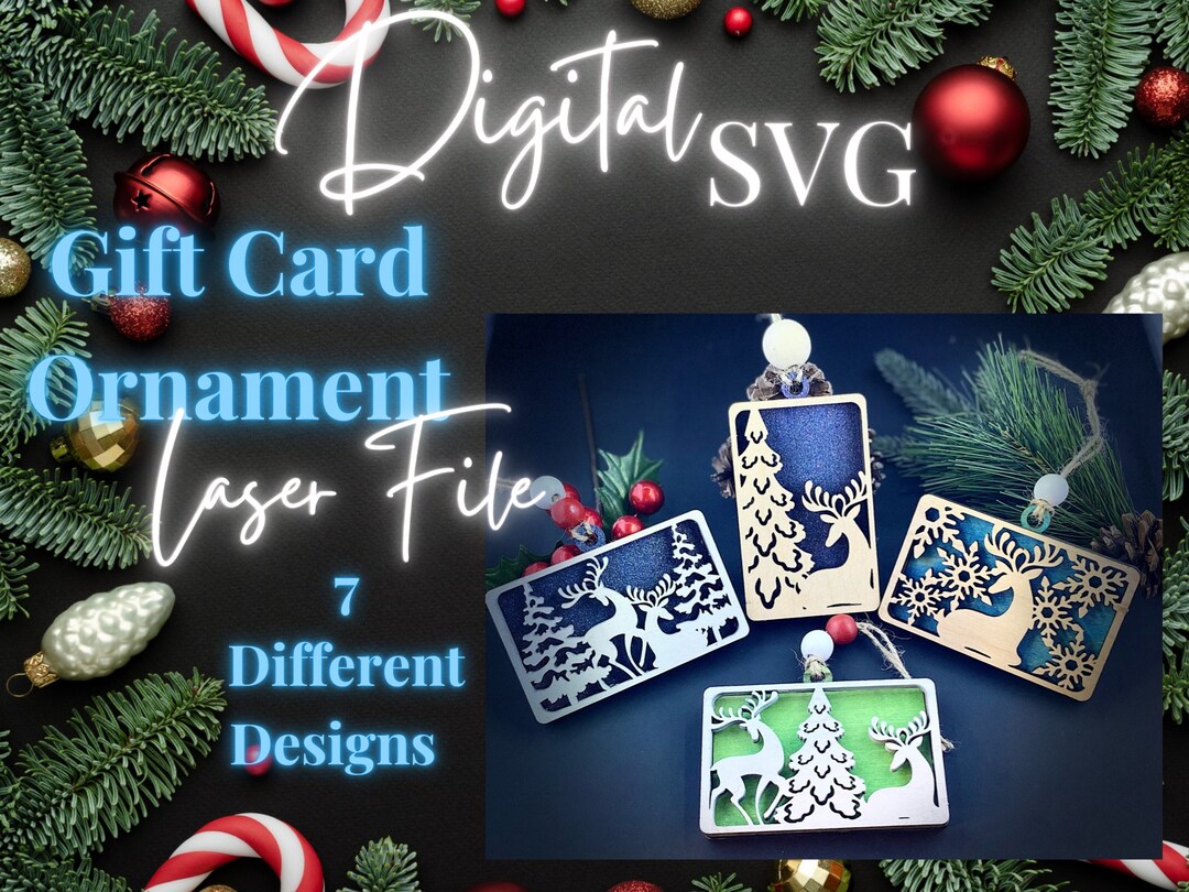 Gift Card Christmas Ornaments SVG Glowforge Laser SVG File *7 Different Designs* - Etsy