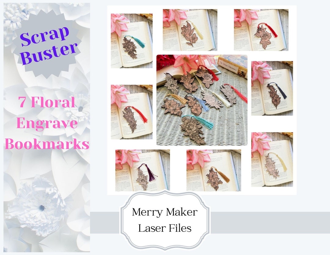 Shaped Flower Engrave Bookmark Set - Etsy