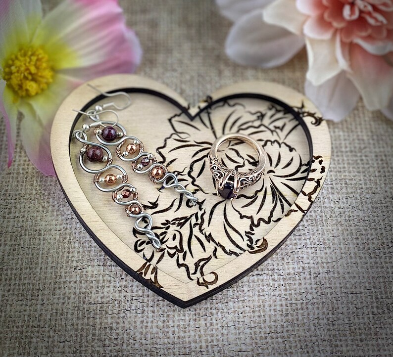 Hand Drawn Floral Engraved Trinket Ring Dish SVG Glowforge Laser SVG ...