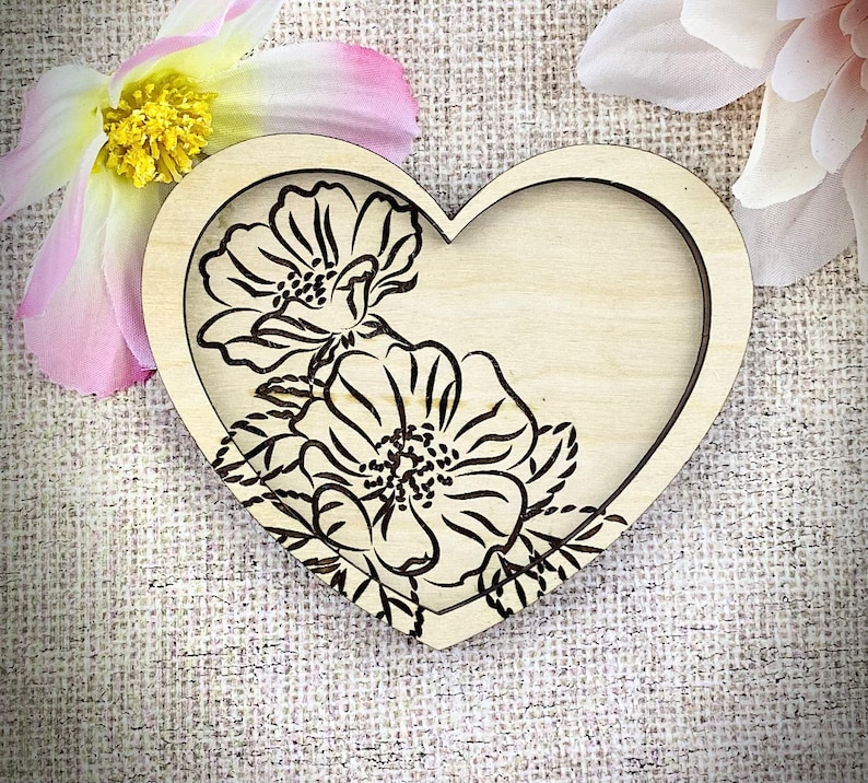 Hand Drawn Floral Engraved Trinket Ring Dish SVG Glowforge Laser SVG ...