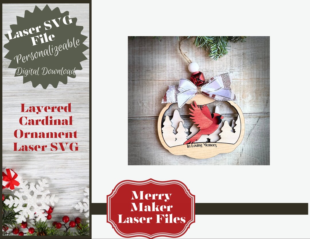 Cardinal Memorial Ornament Laser SVG File - Etsy