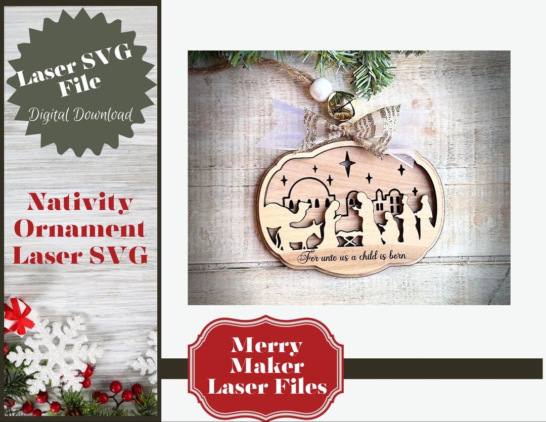 Layered Glowing Skyline Nativity Ornament SVG Laser File - Etsy