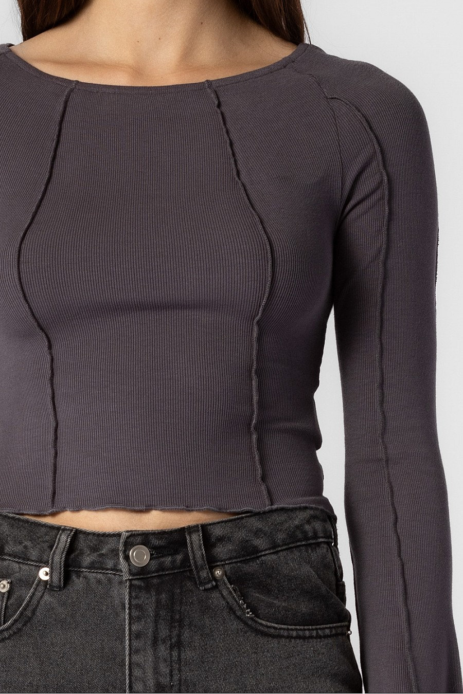 Camila Top Exposed Seams Ribbed Long Sleeve Crop Top - Etsy