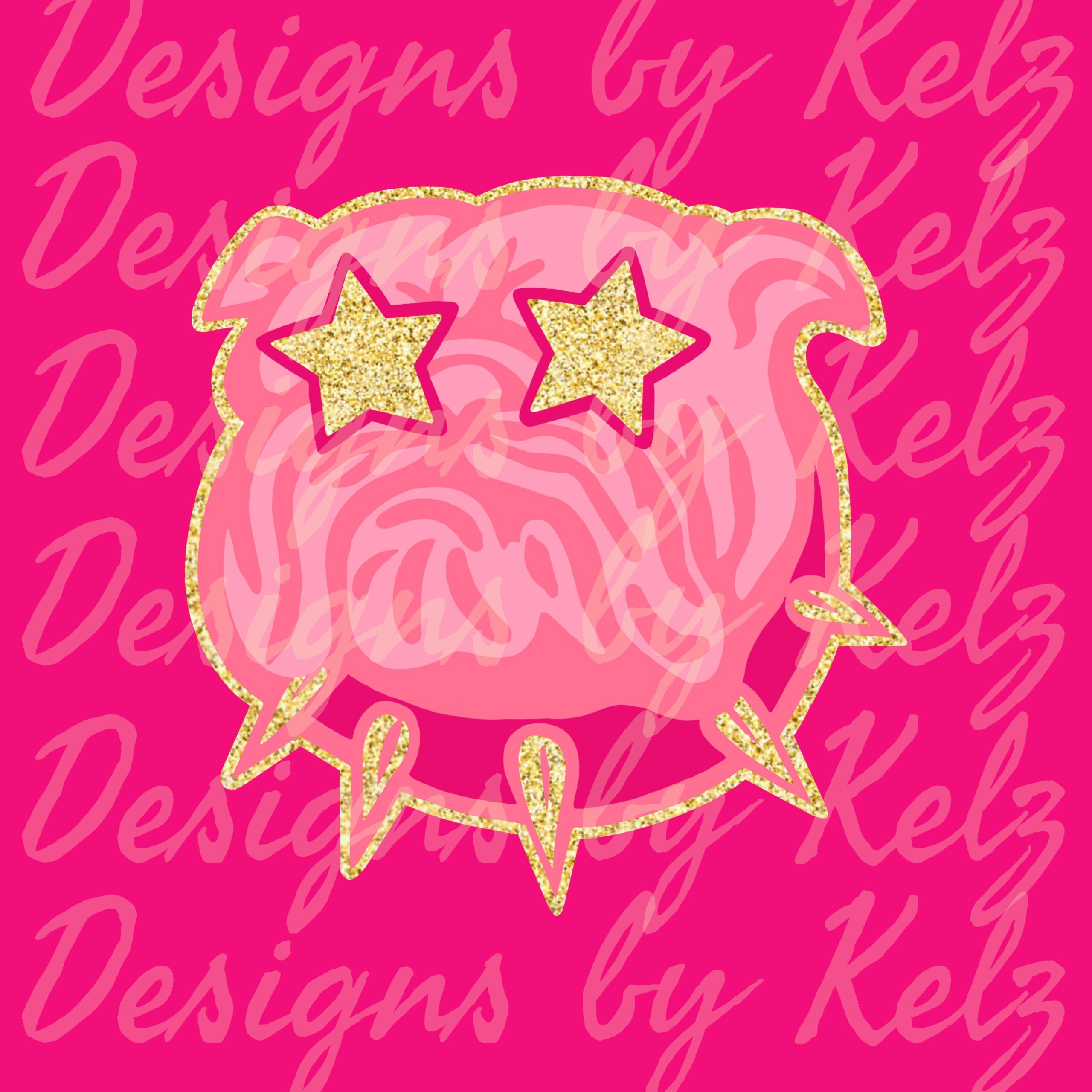Preppy Pink Bulldog | PNG File Download - Etsy
