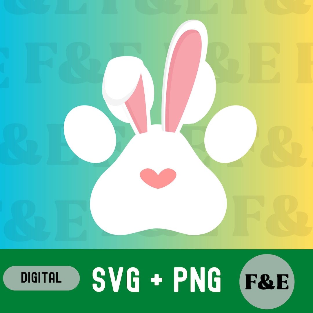 Easter Bunny Pawprint, Paw Print Svg, Easter Paw Print SVG Cut File ...