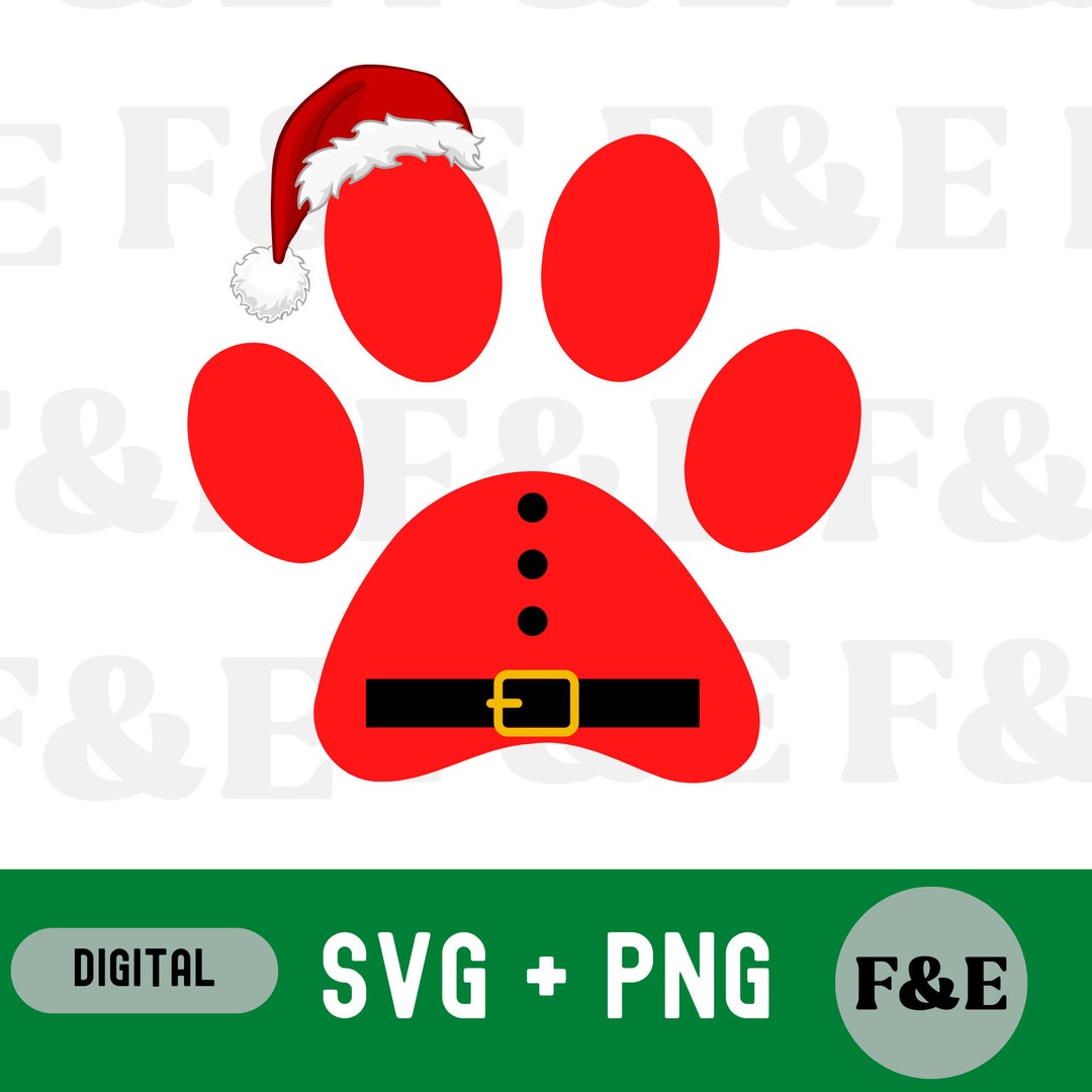 Santa Claus Pawprint, Paw Print Svg, Christmas Winter, Christmas Paw ...