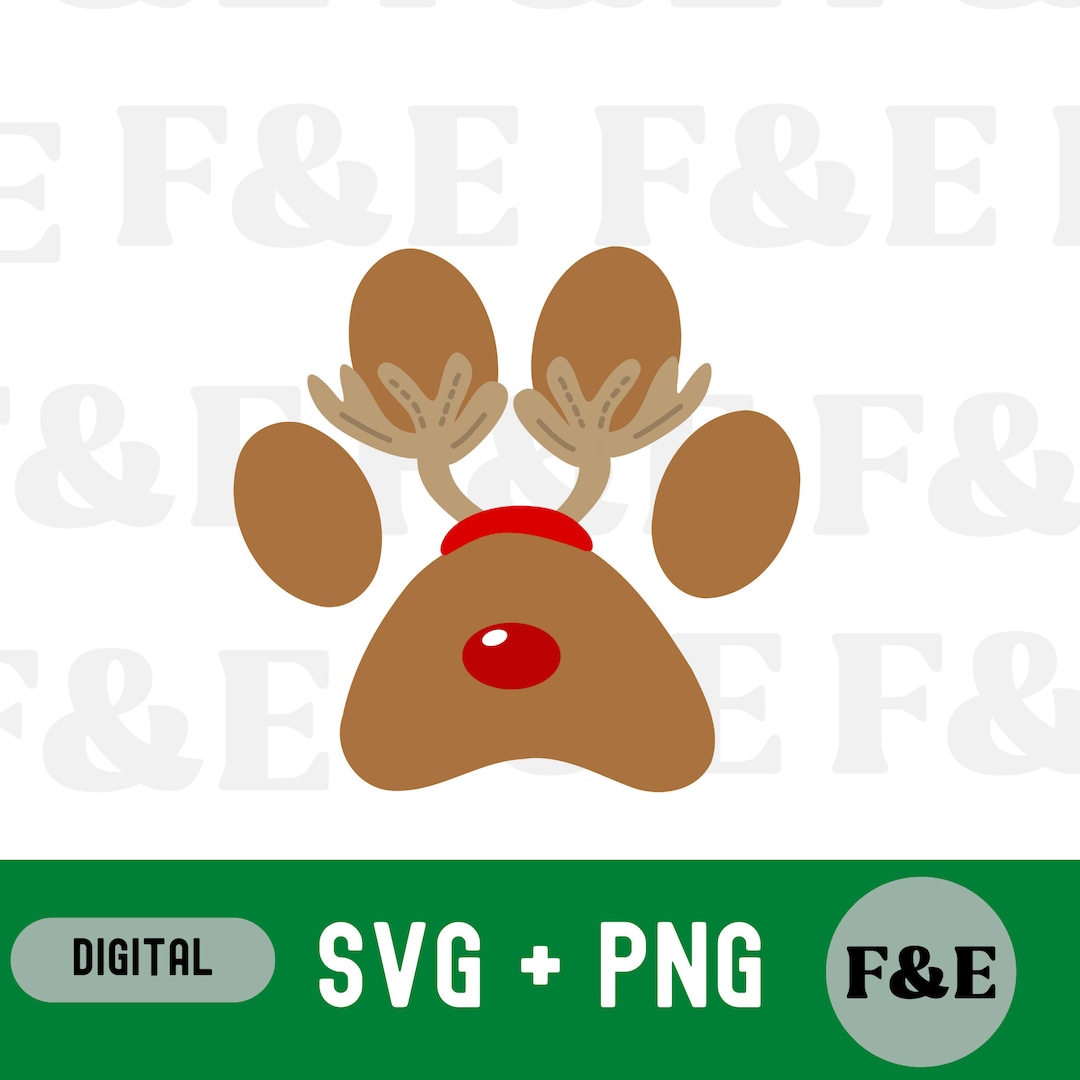 Reindeer Pawprint, Paw Print Svg, Christmas Paw Print SVG Cut File, Dog ...