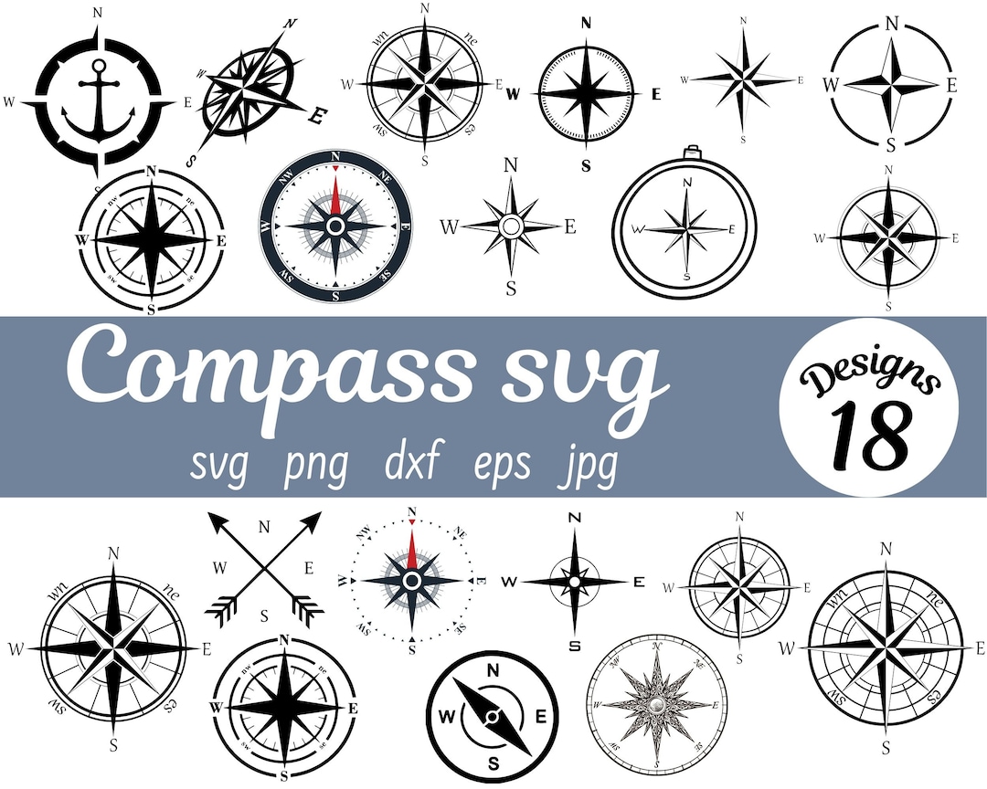 Compass Svg Anchor Svg Engraved Compass Marine Svg Floral - Etsy