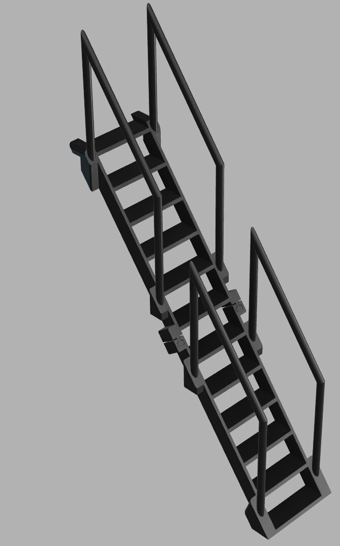 1/6 , Miniature Stairs, Dollhouse, Dollhouse Stairs and Double Rails ...