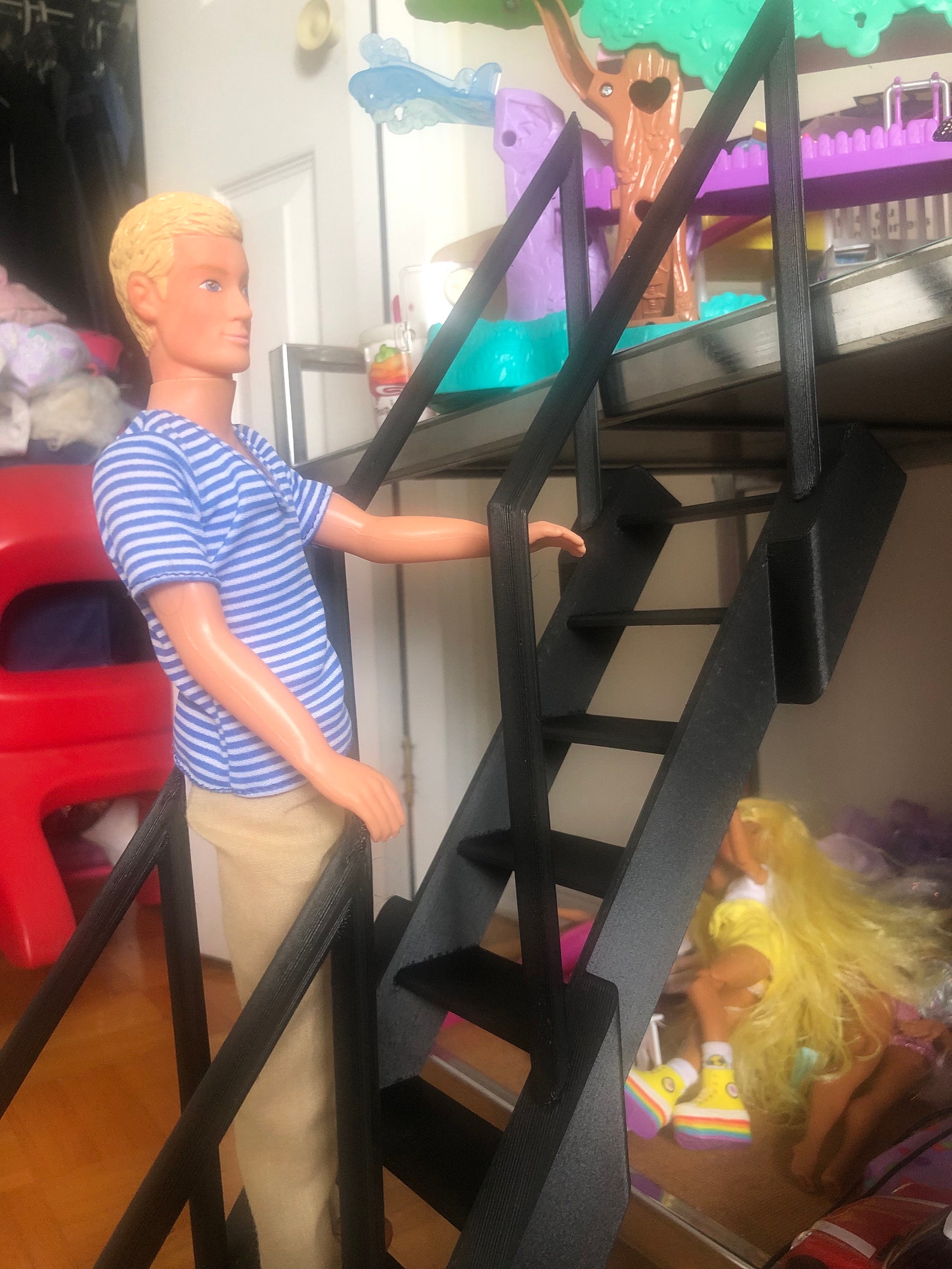 1/6 , Miniature Stairs, Dollhouse, Dollhouse Stairs and Double Rails ...