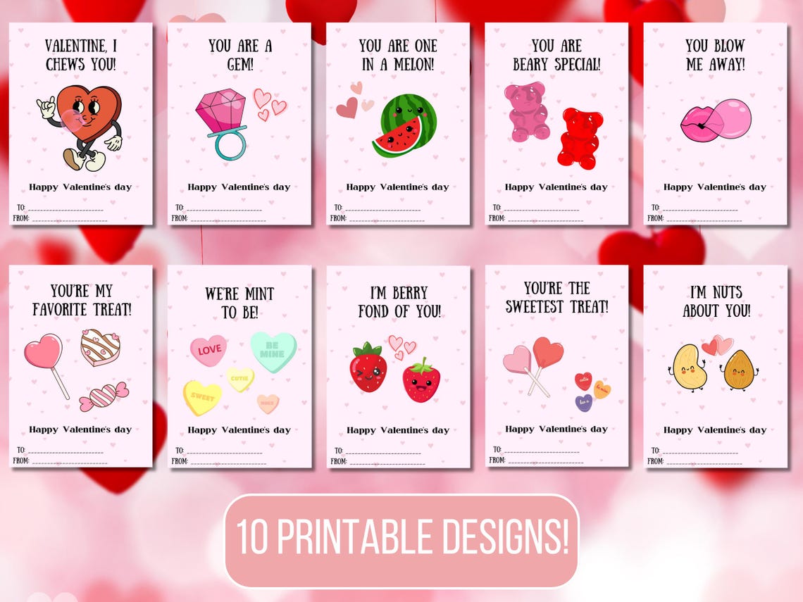 Candy Inspired Digital Valentine's Day Cards - Etsy