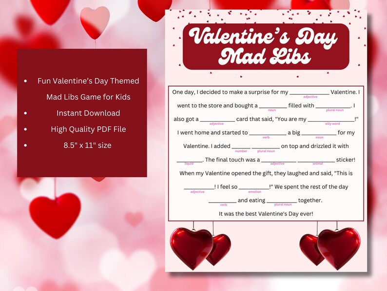 Valentine's Day Mad Libs Game - Etsy