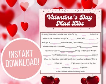 Valentine's Day Mad Libs Printable, Fun Valentine's Activity for Kids ...