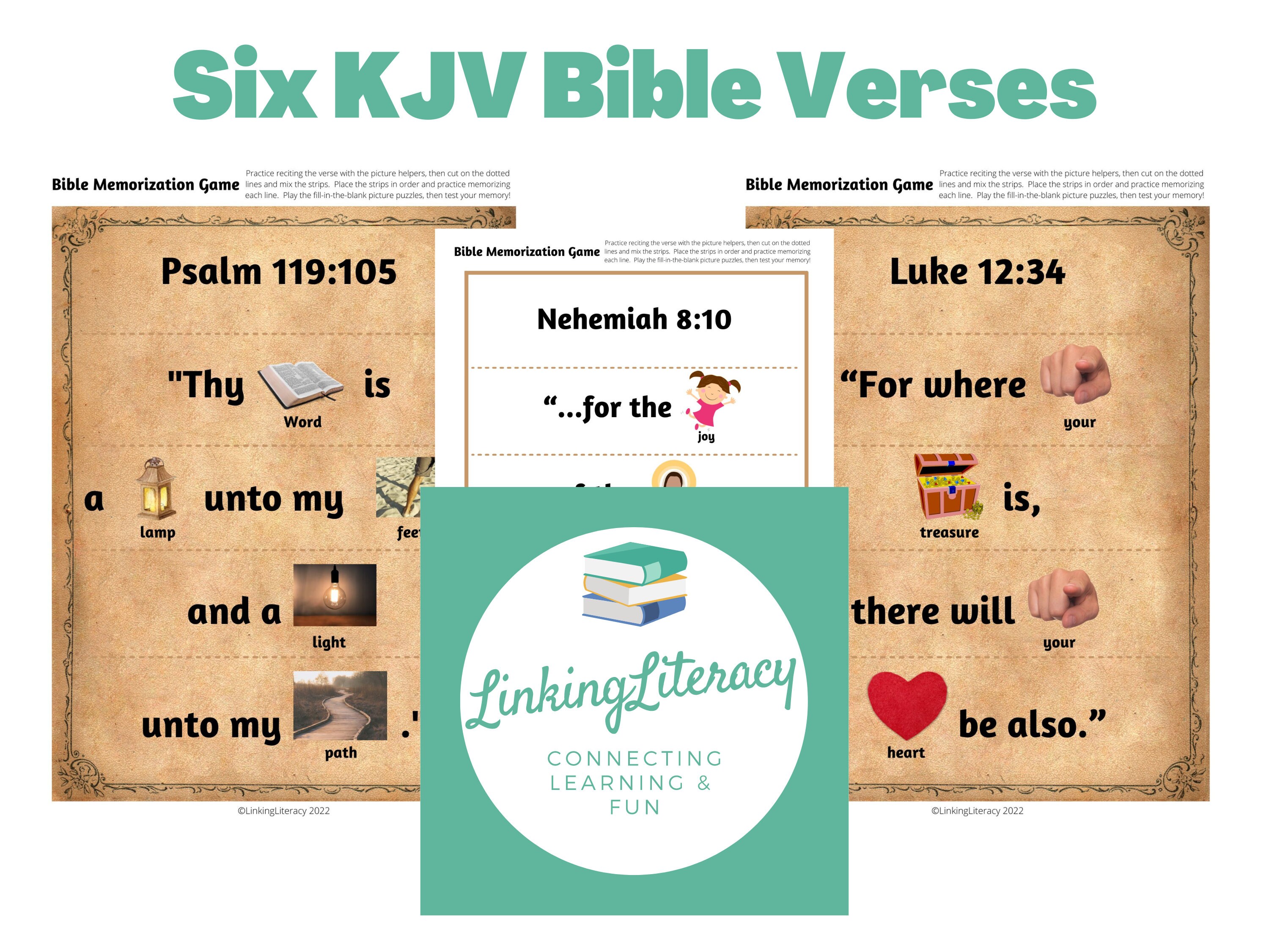 Bible Memory Game With Six KJV Verses - Downloadable, Printable Files ...