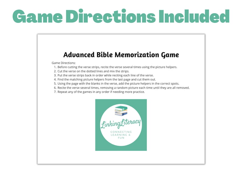 6 Bible Memorization Games for Six KJV Verses to Use in Sunday School ...