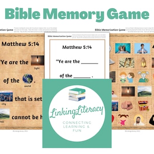Bible Memory Game With Six KJV Verses - Downloadable, Printable Files ...