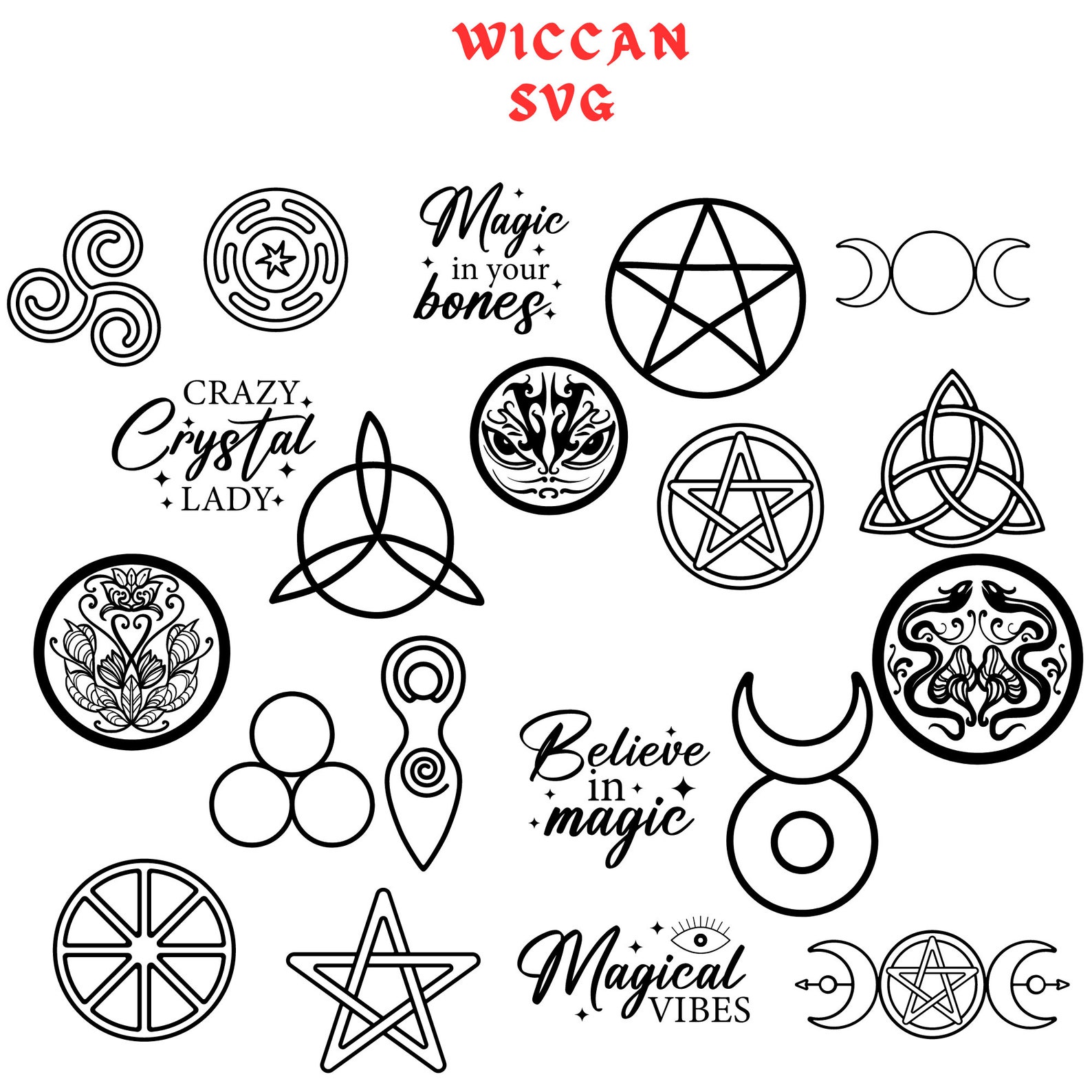 Wiccan Svg, Triple Moon Svg, Pagan Svg, Evil Eye Svg, Witchy Svg, Moon ...