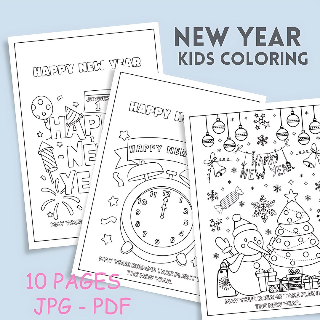 2025 New Year Coloring Page, Kids Coloring Page, New Year Coloring Page ...