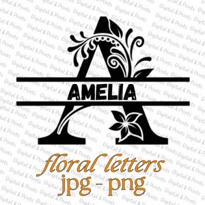 Split Monogram Bundle, Wedding Name Monogram, Floral Monogram, Floral ...
